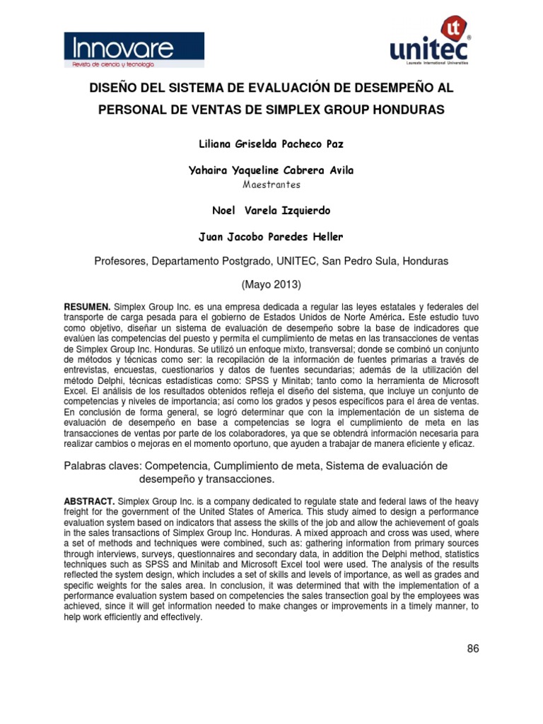 2214 Diseno Del Sistema de Evaluacion de Desempeno Al Personal de Ventas de Simplex Group ...