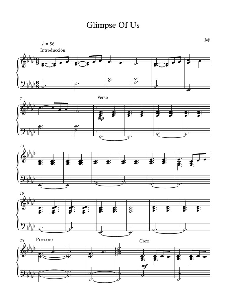 Glimpse of Us - Partitura Completa | PDF
