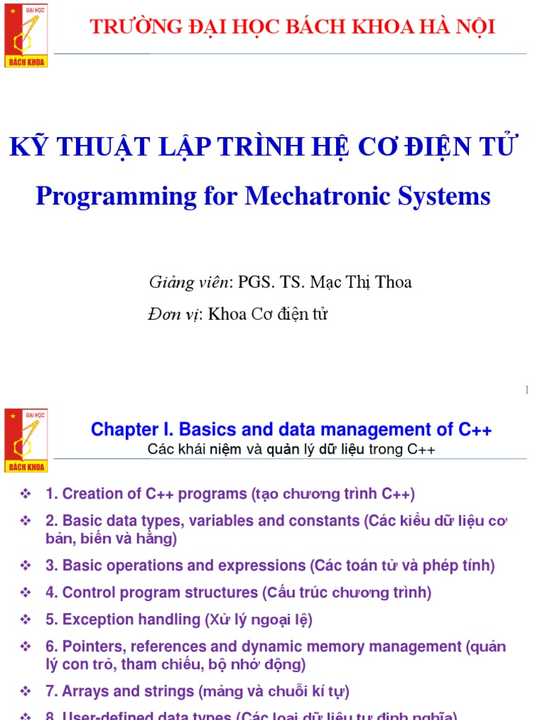 Kỹ Thuật Lập Trình Hệ Cơ Điện Tử Programming for Mechatronic Systems | PDF