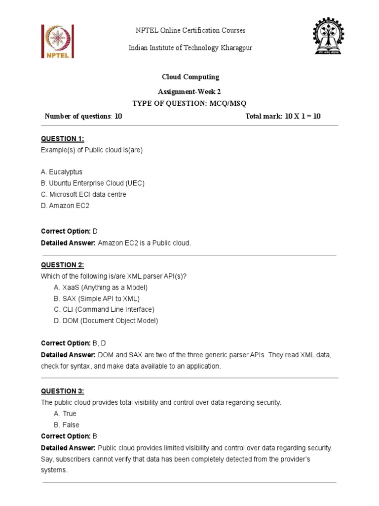 NPTEL CC Assignment2 | PDF | Computers