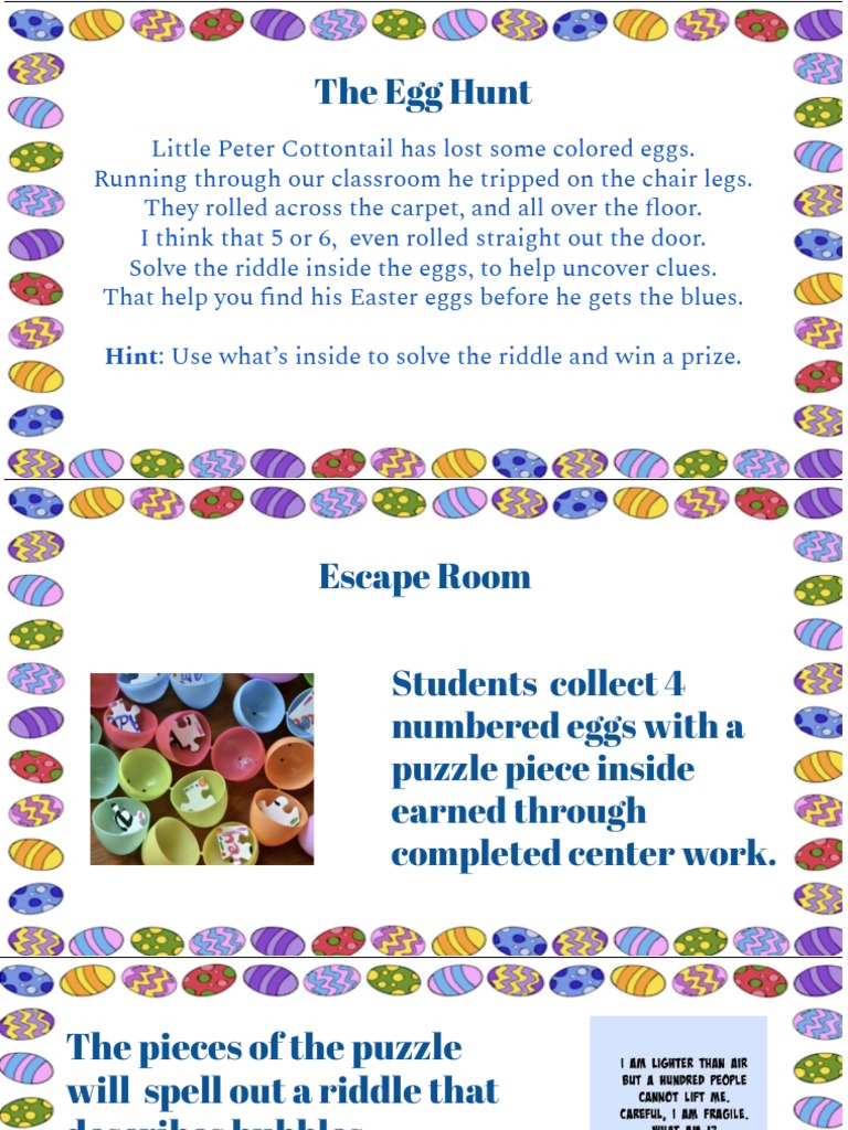 Egg Hunt Escape Room Riddle Puzzle | PDF