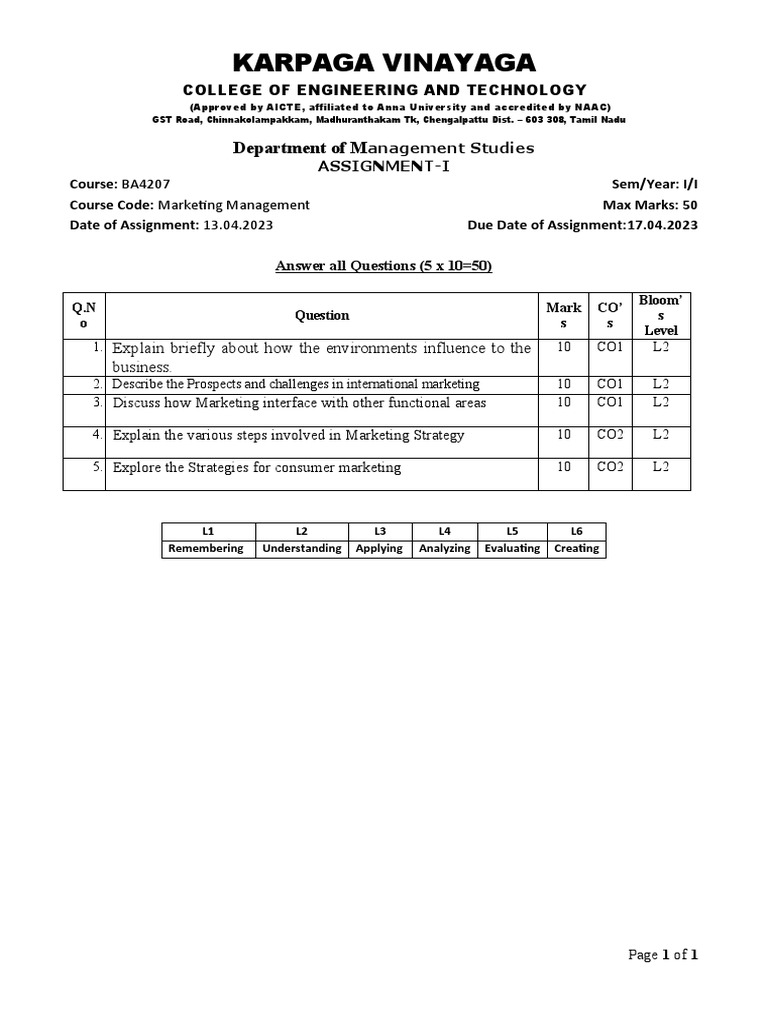 Marketing Management Assignment Overview | PDF