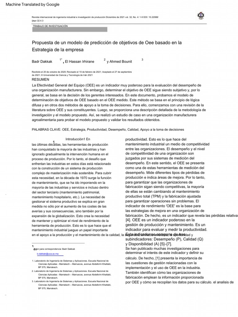 Proposal of An Oee Target Prediction Mod | PDF | Business | Science