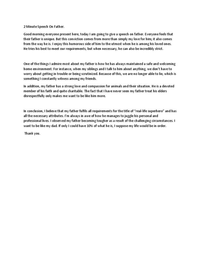 2 Minute Speech On Father | PDF