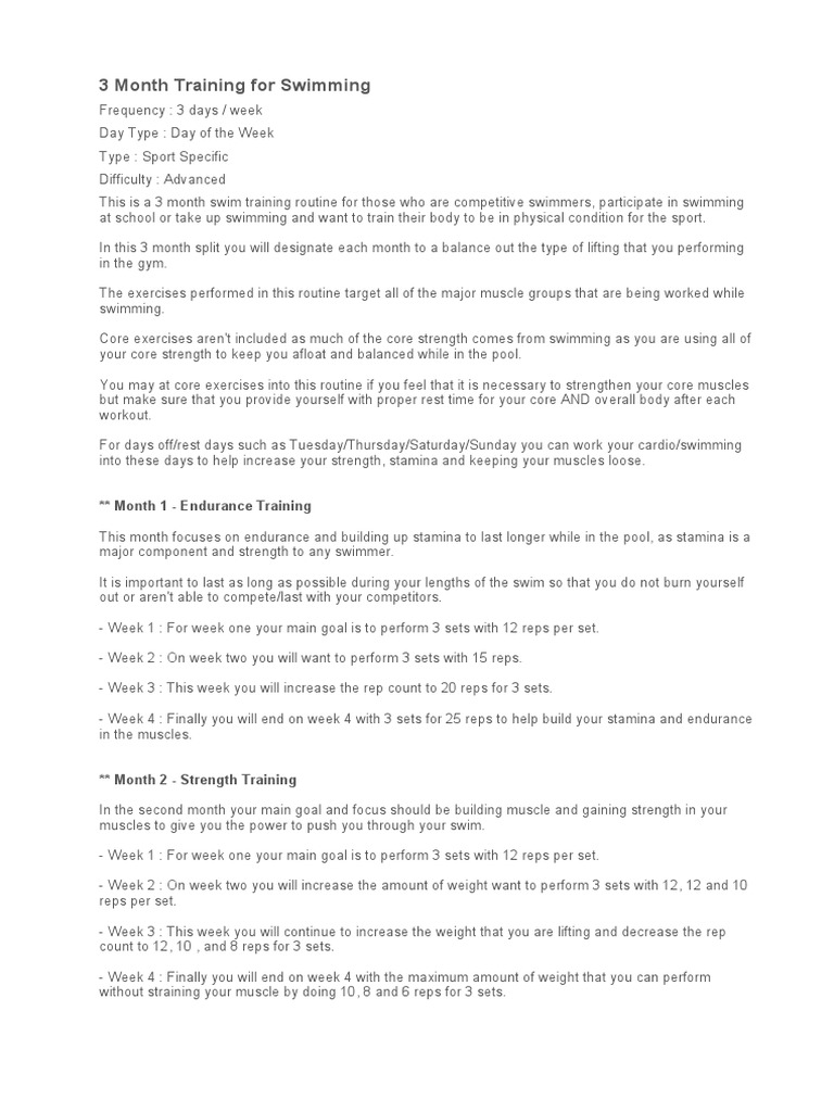 Gym Routine For Swim and Tri | PDF
