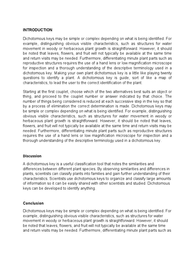 Dichotomous Key | PDF | Plants | Flowers