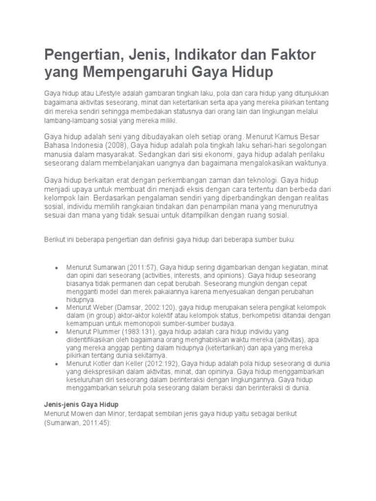 Pengertian Gaya Hidup | PDF