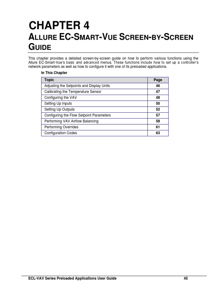 Allure EC-Smart-Vue User Guide | PDF | Menu (Computing) | Parameter ...