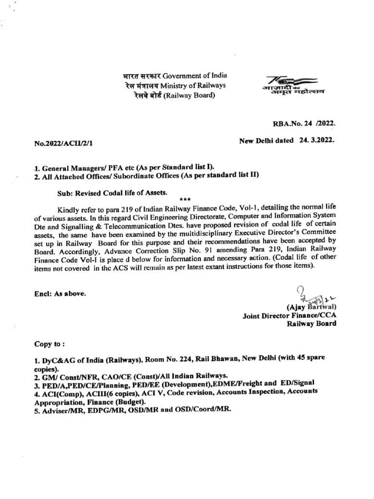 1653630939954-Codal Life of Railway Assets | PDF | Computing ...
