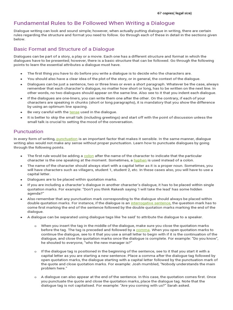 Structure of Dialogues | PDF | Punctuation | Quotation Mark