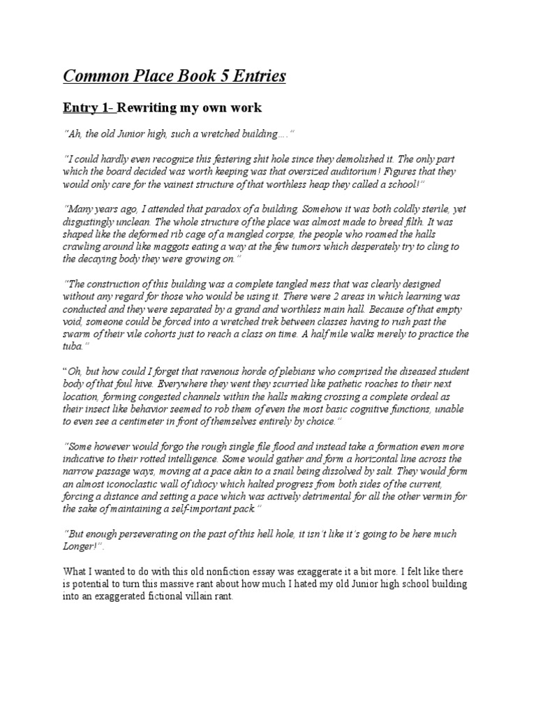 Commonplace Book Entry Submissions | PDF | Poetry