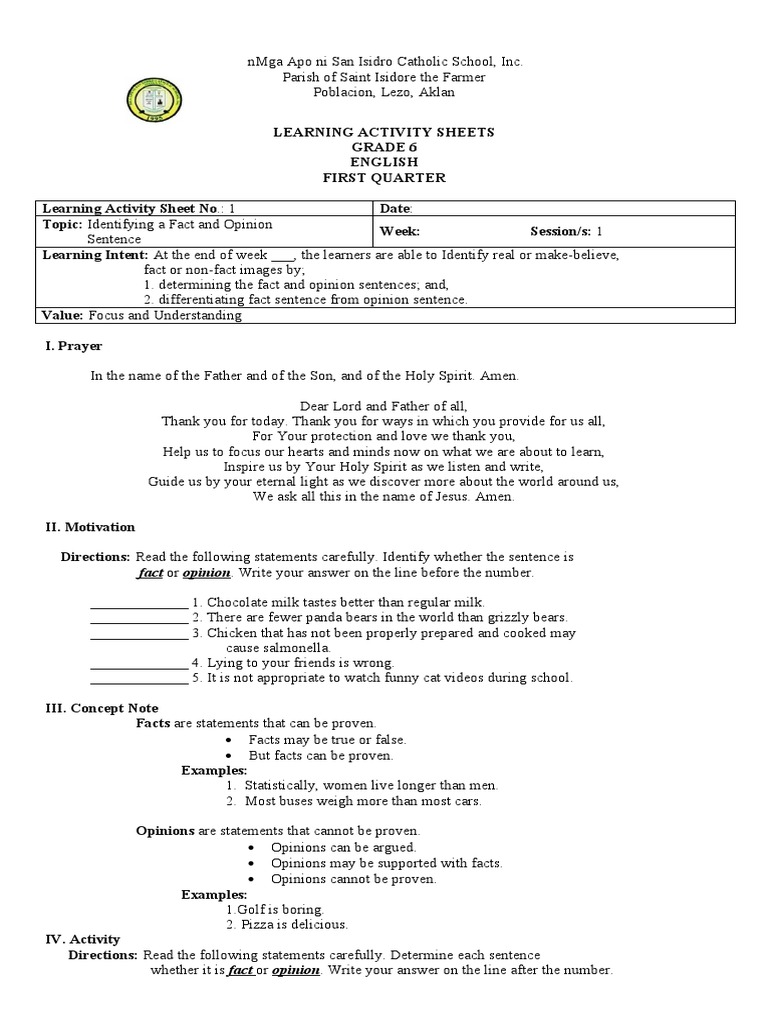 Las 2020 English 6 Q1 | PDF | King Lear