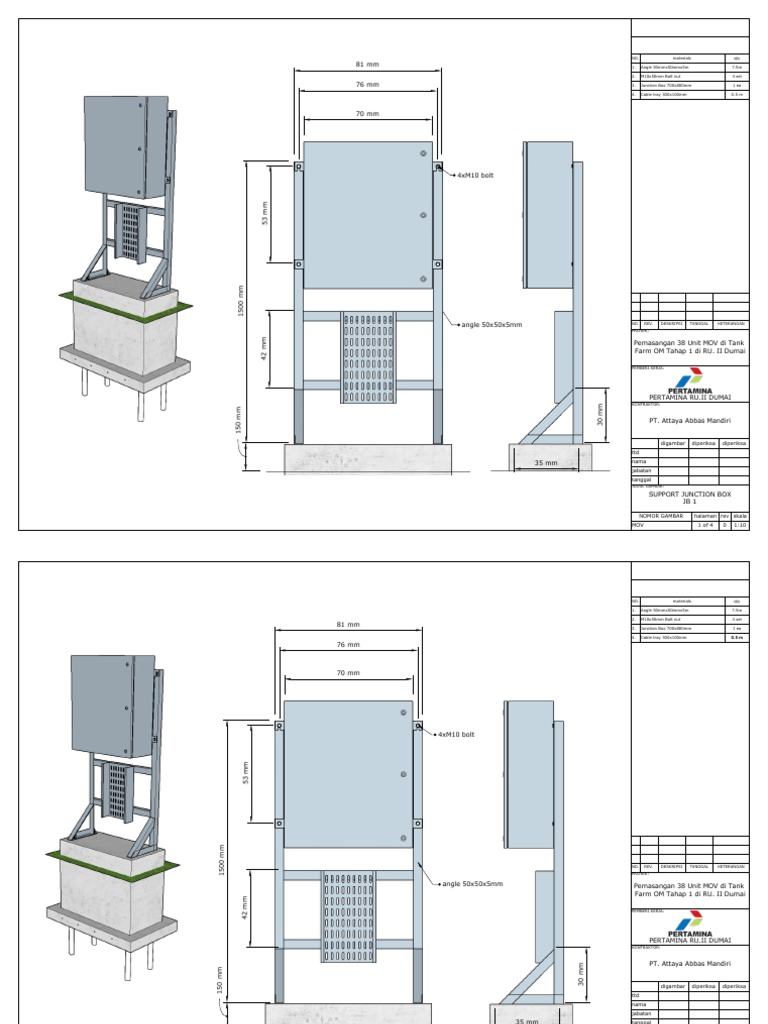 Drawing Support Junction Box 1,2,3 & Pondasi | PDF