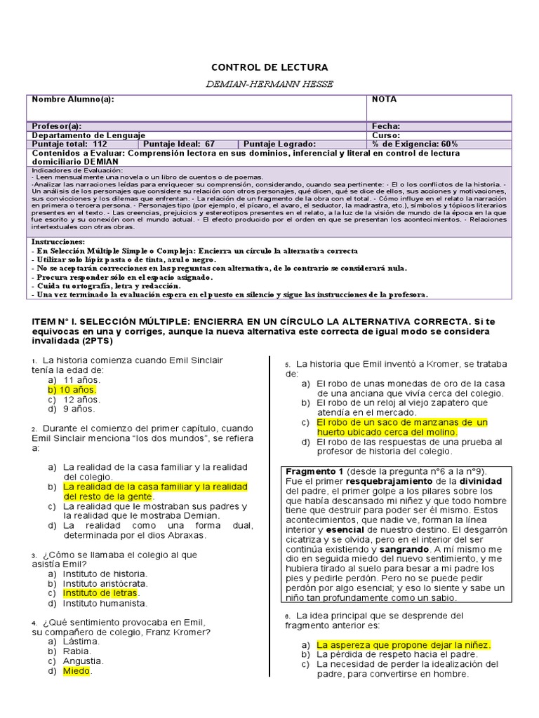 Control Demian Respuestas | PDF