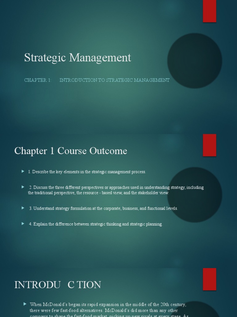Chapter 1 StratMan | PDF | Strategic Management | Strategic Planning