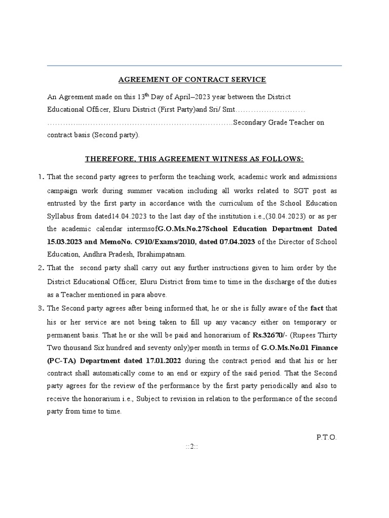 @రమణ ఇన్ఫో-DSC 1998- Agreement of contract service- affidavit | PDF ...