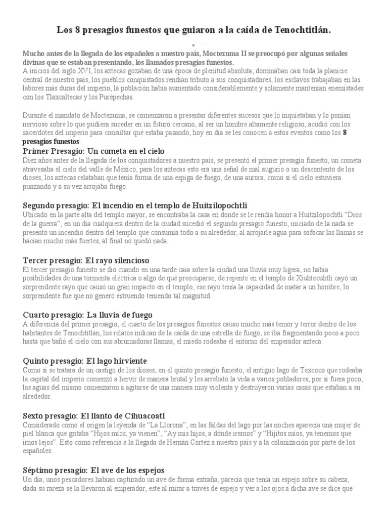 Los 8 Presagios Funestos SESION 3.1 | PDF