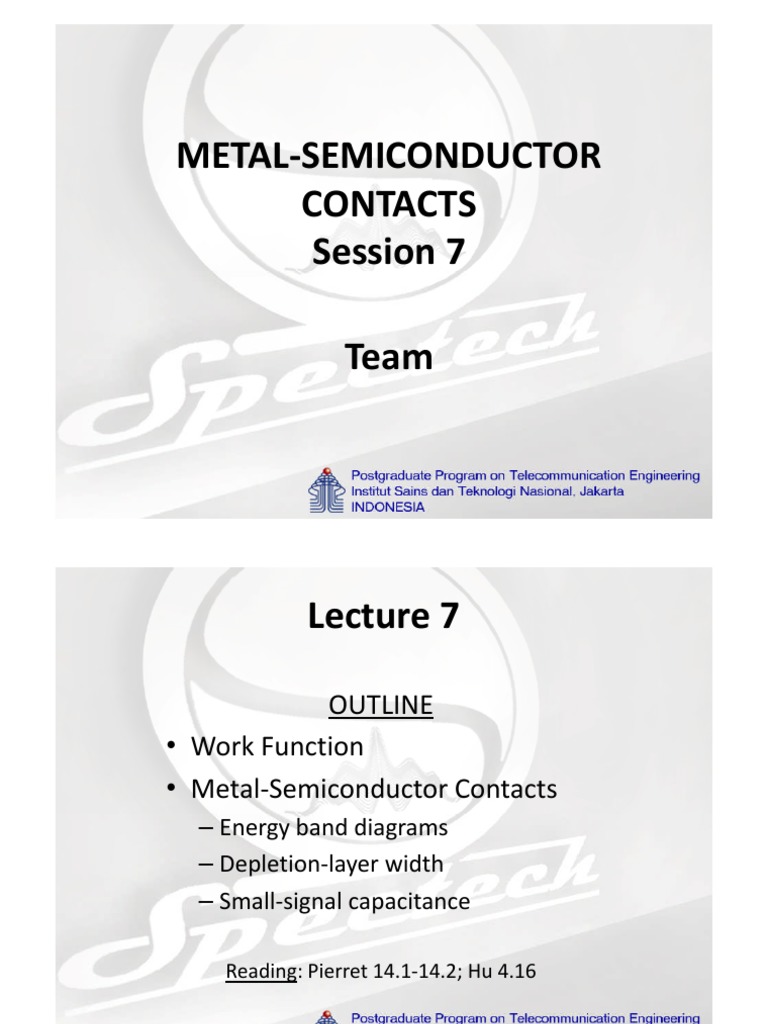 Lecture7 METAL-SEMICONDUCTOR CONTACTS | PDF | Condensed Matter Physics ...