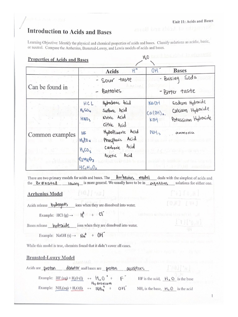 Unit 11 Acids and Bases | PDF