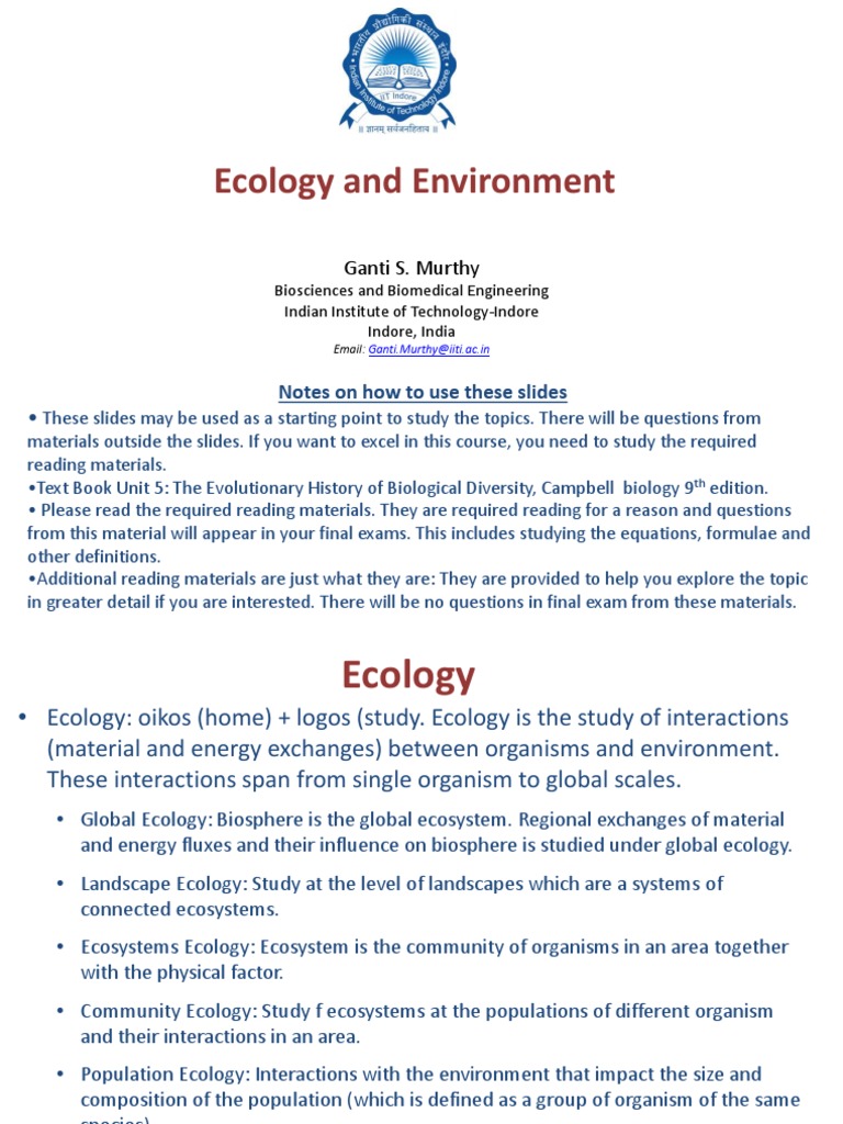 Ecology and Environment: Ganti S. Murthy | PDF