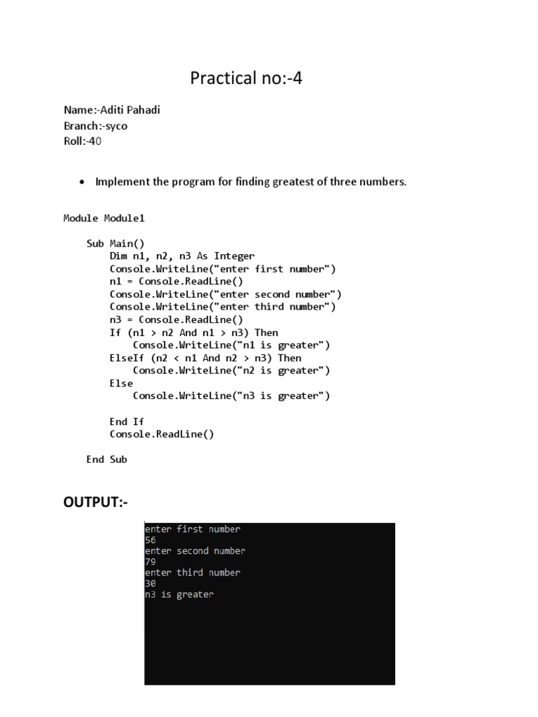 Practical No:-4: Name:-Aditi Pahadi Branch:-Syco Roll:-40 | PDF