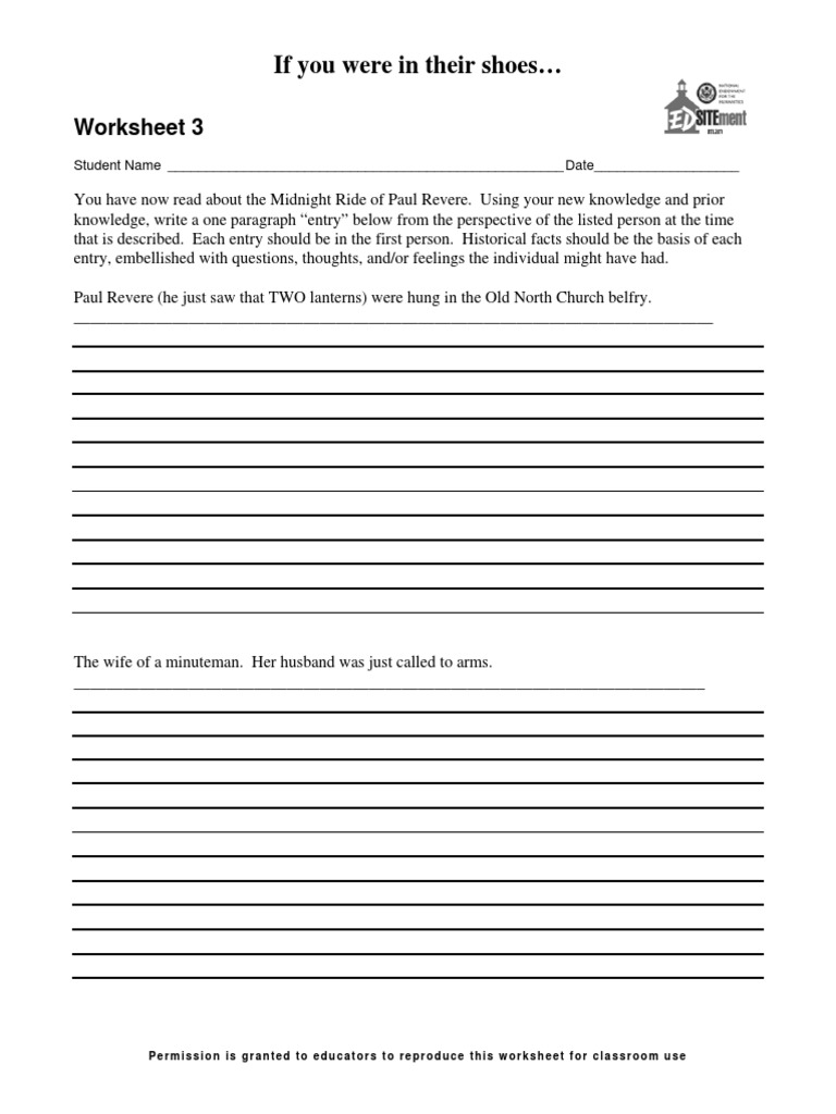 Midnight Ride of Paul Revere Worksheet | PDF