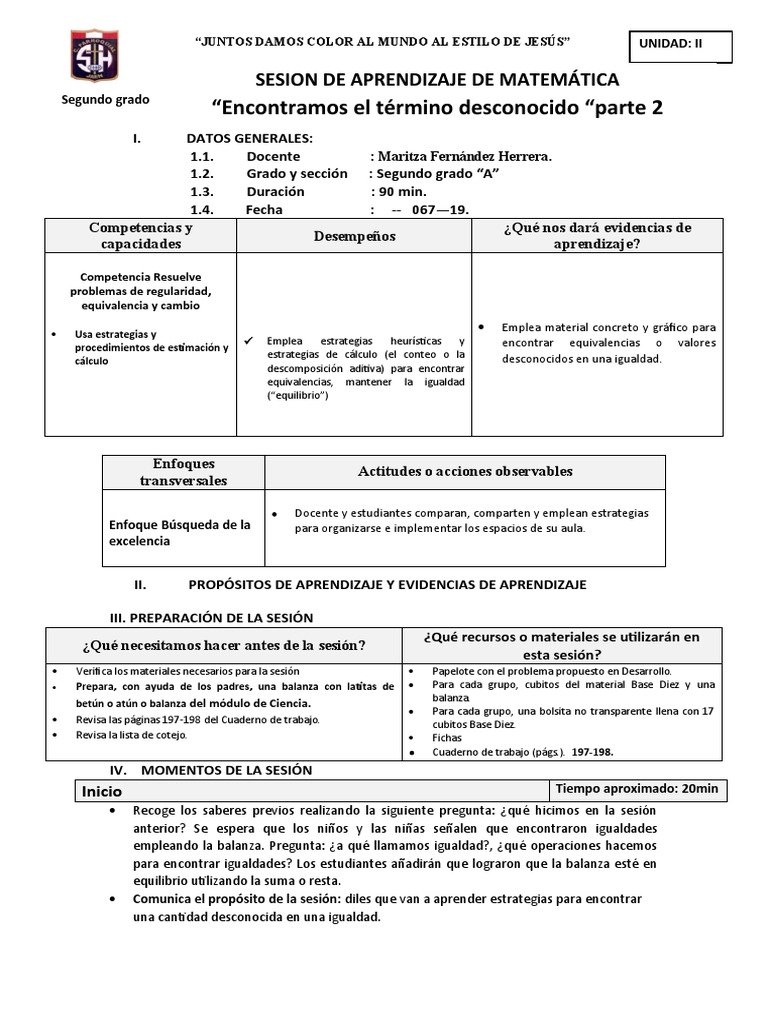 Sesion Encontramos El Termino Desconocido | PDF | Aprendizaje | Science
