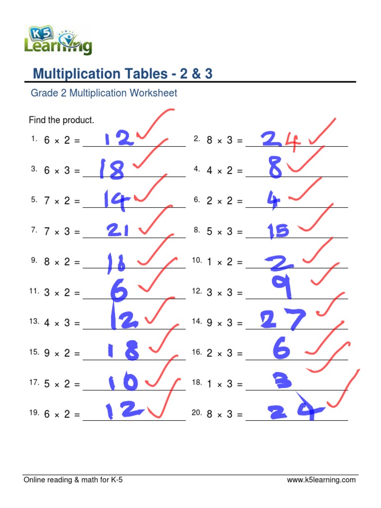 Multiplication Tables - 2 & 3 | PDF