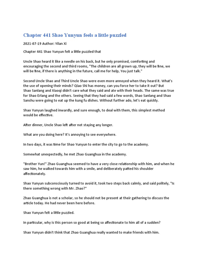 Chapter 441 Shao Yunyun feels a little puzzled | PDF