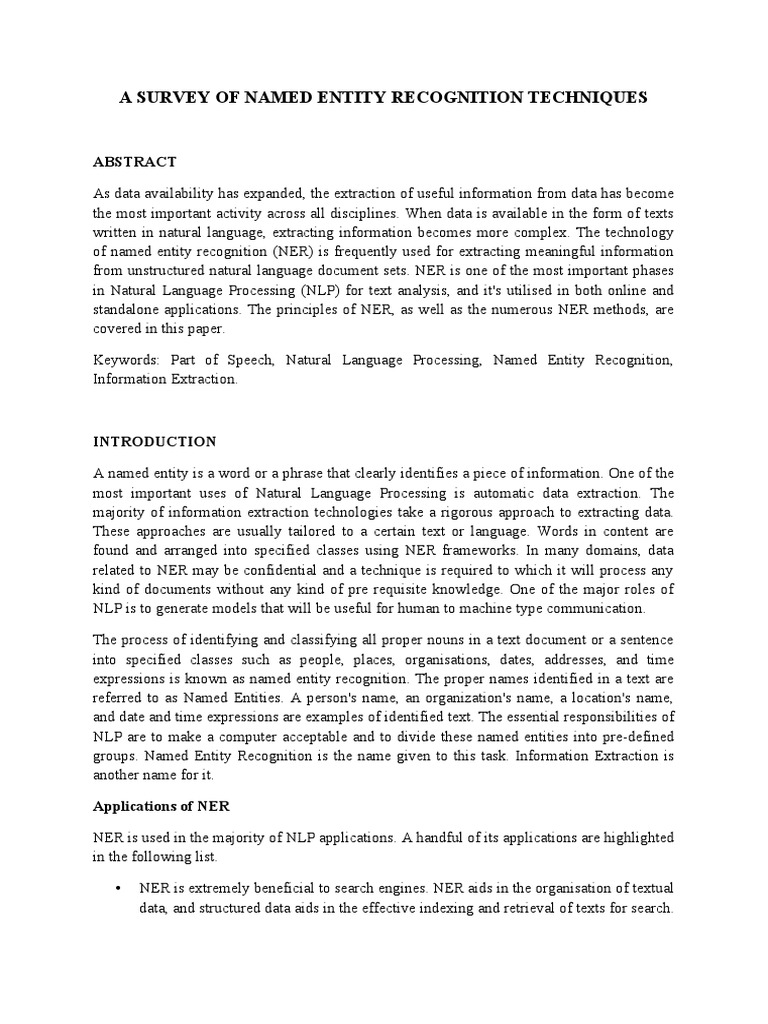 An In-Depth Review of Long Short-Term Memory Neural Networks for Named Entity Recognition | PDF ...