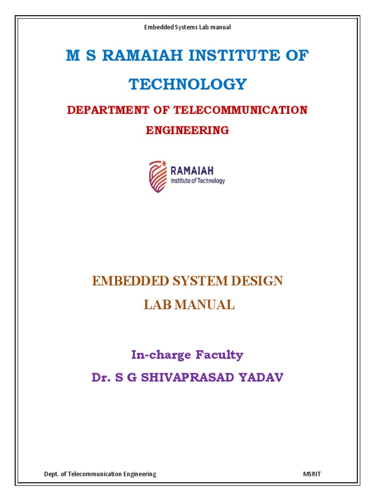 M S Ramaiah Institute of Technology: Embedded System Design Lab Manual | PDF