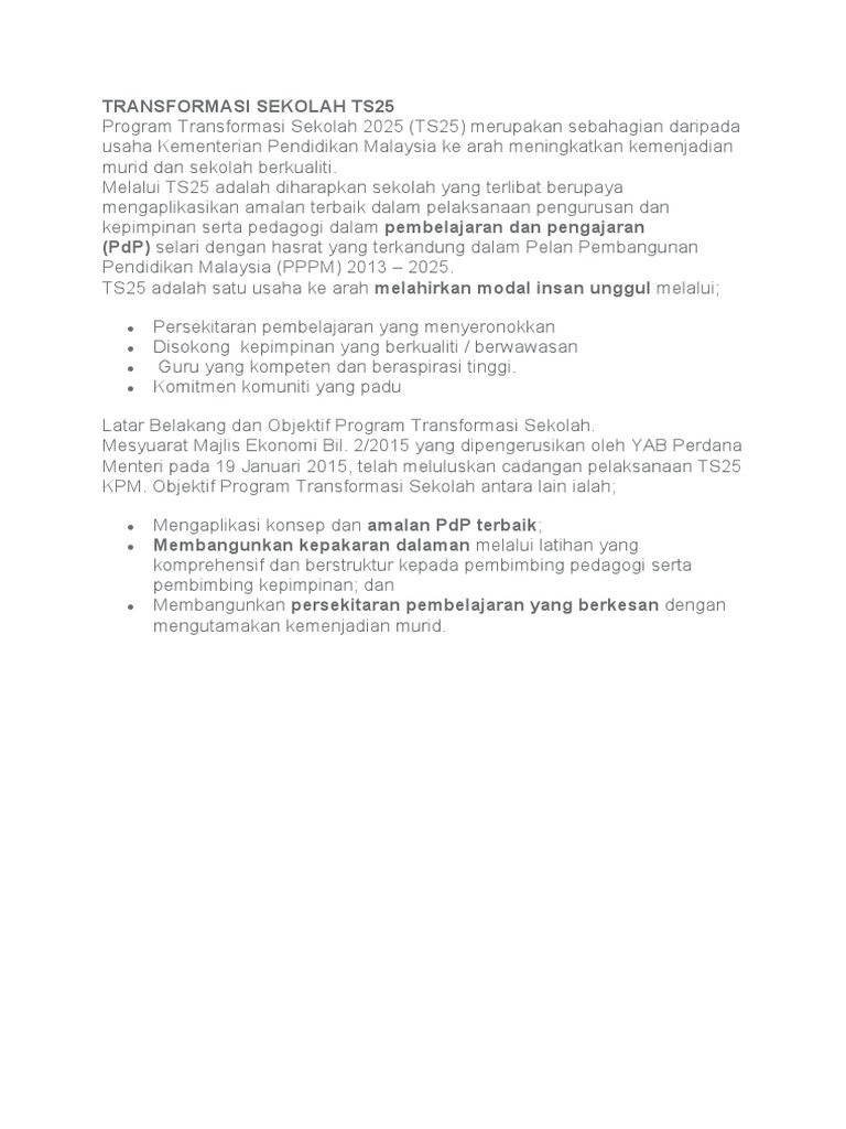 Transformasi Sekolah TS25 | PDF