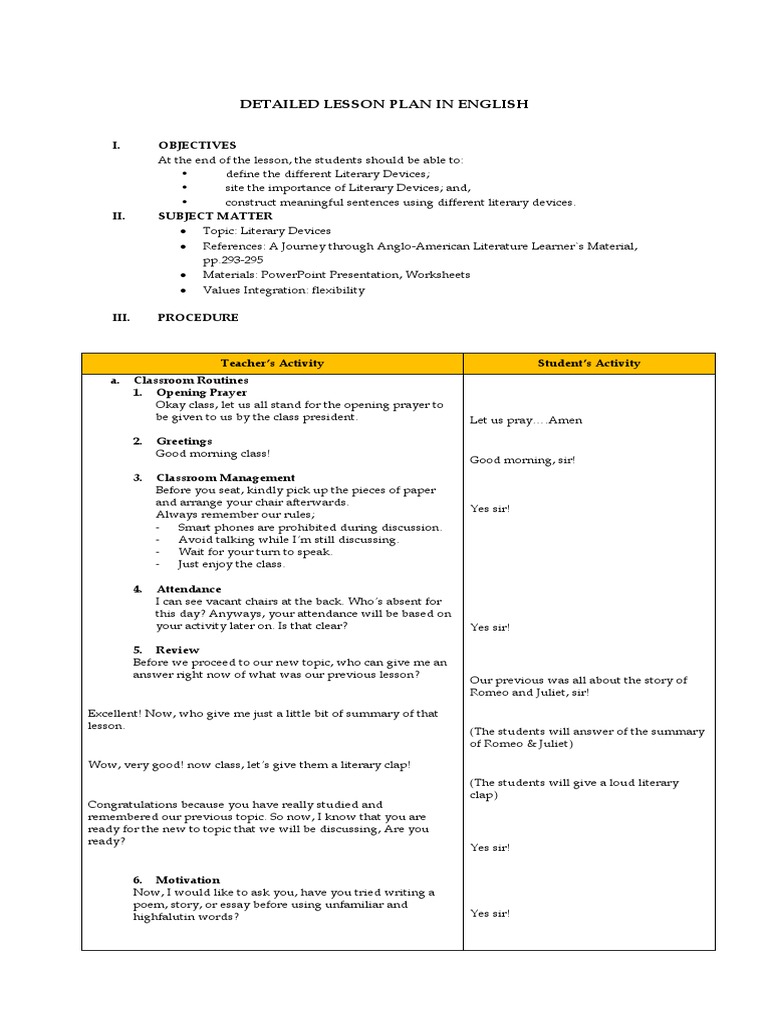 3.detailed Lesson Plan in English - FNL | PDF