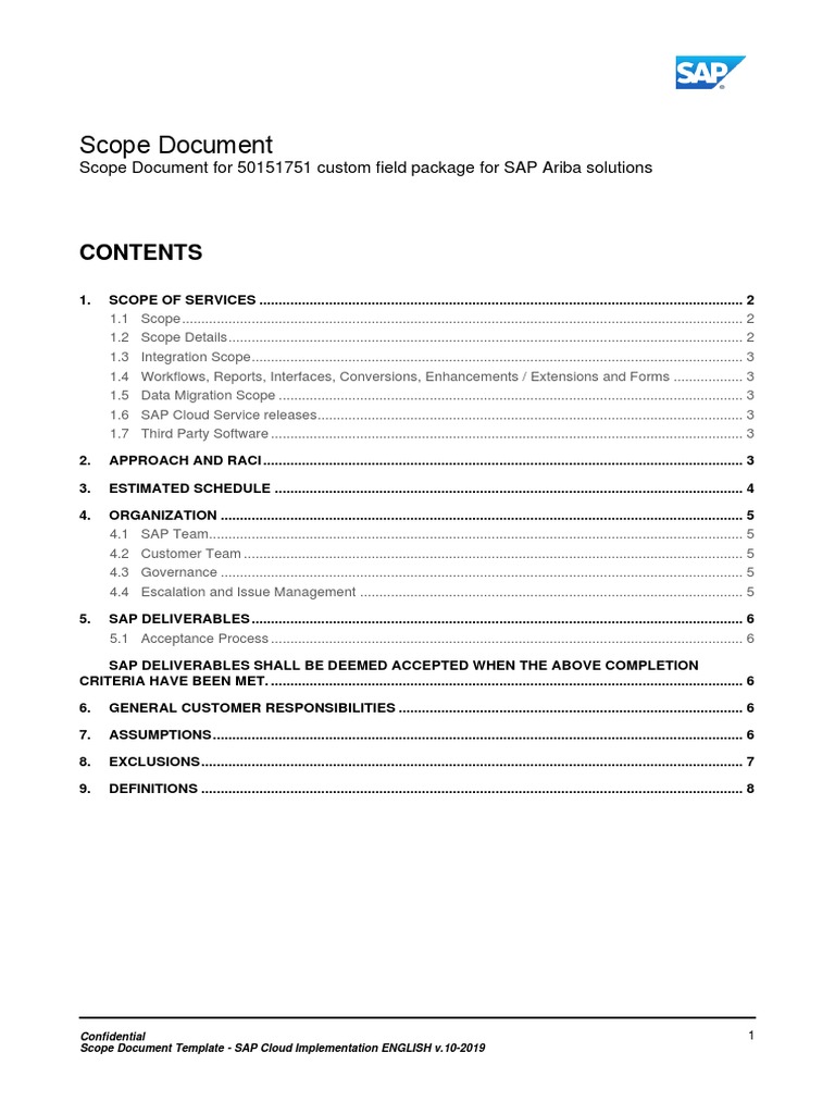 SAP Ariba Scope Document | PDF | Cloud Computing | Scope (Computer Science)