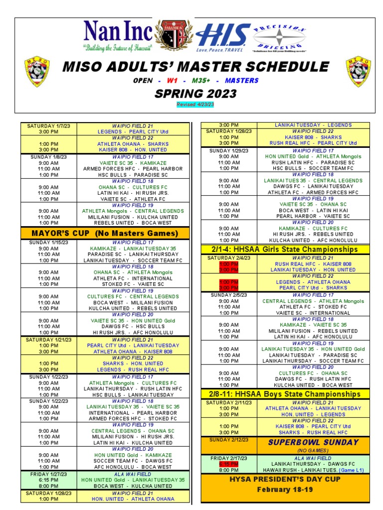 2023 Spring Master Schedule Pdf 