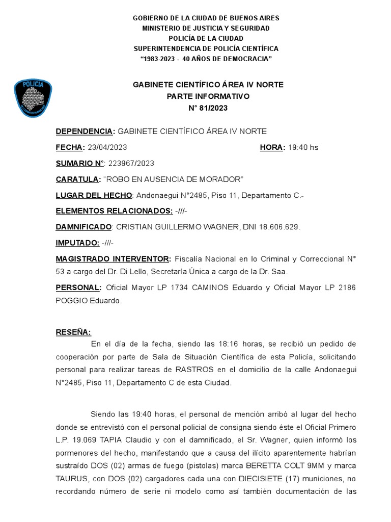 PARTE INFORMATIVO N° 81 | PDF