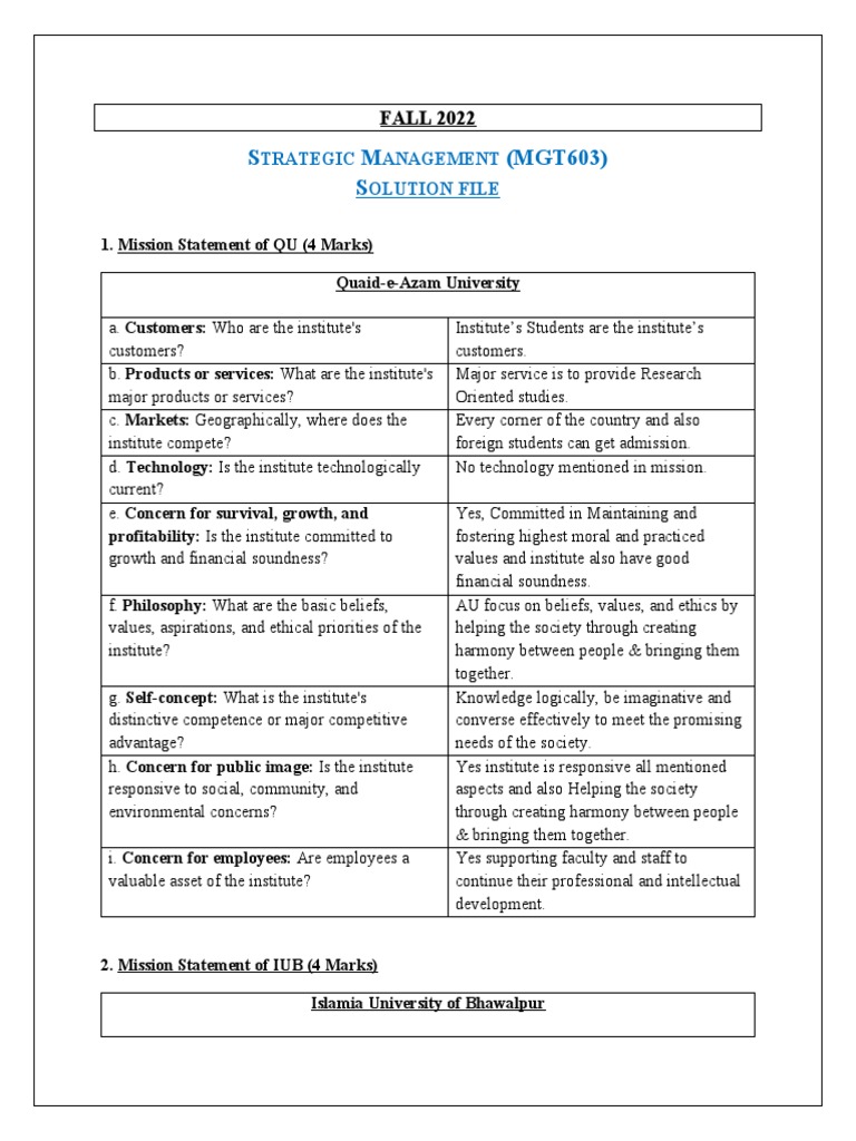 Strategic Management Assignment | PDF