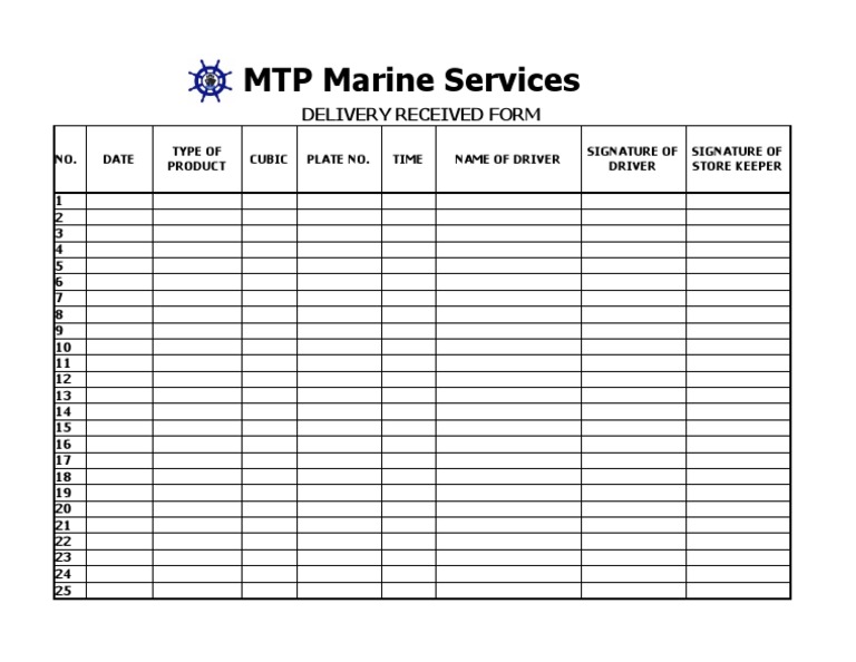 Delivery Receipt Log Sheet | PDF