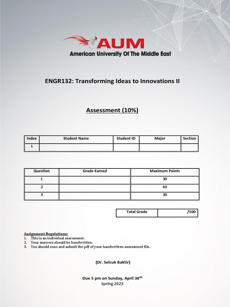 ENGR132 S2023 Assess M1-M2 | PDF | Electric Motor | Computer Engineering