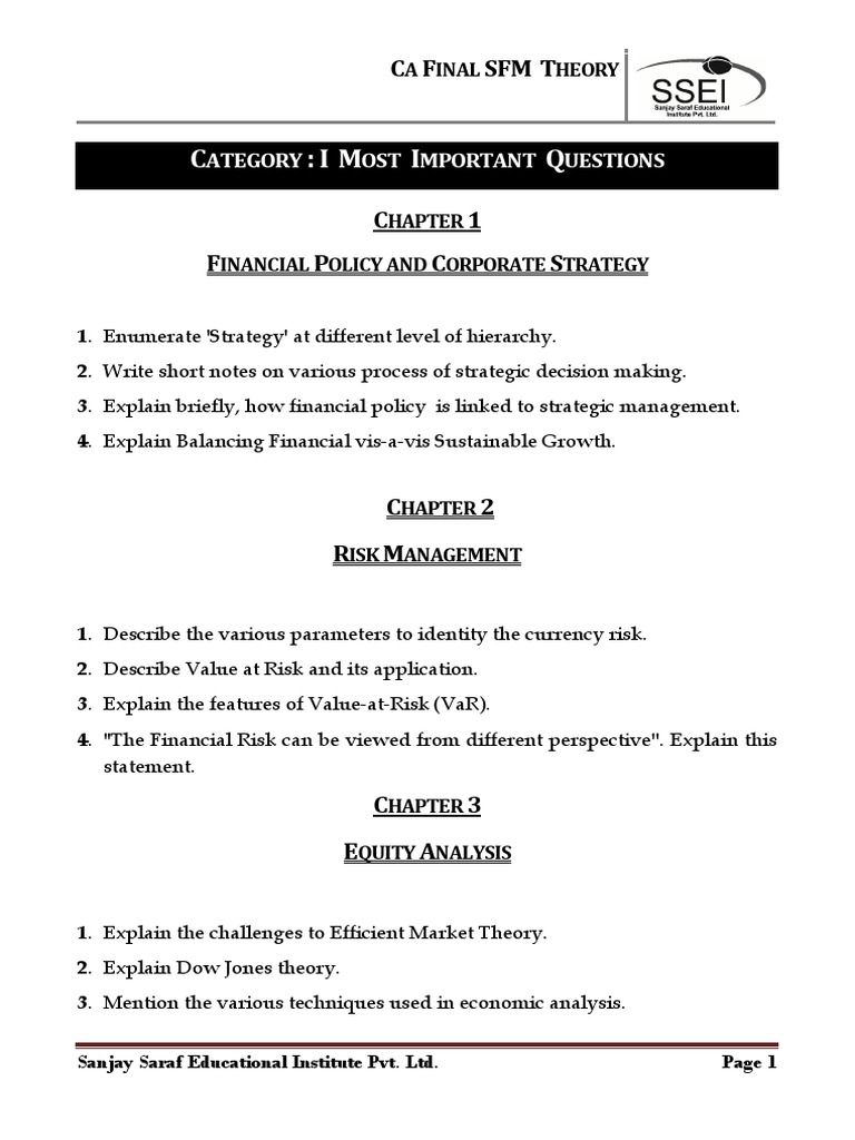 SFM Theory Only Questions | PDF | Corporate Finance | Venture Capital