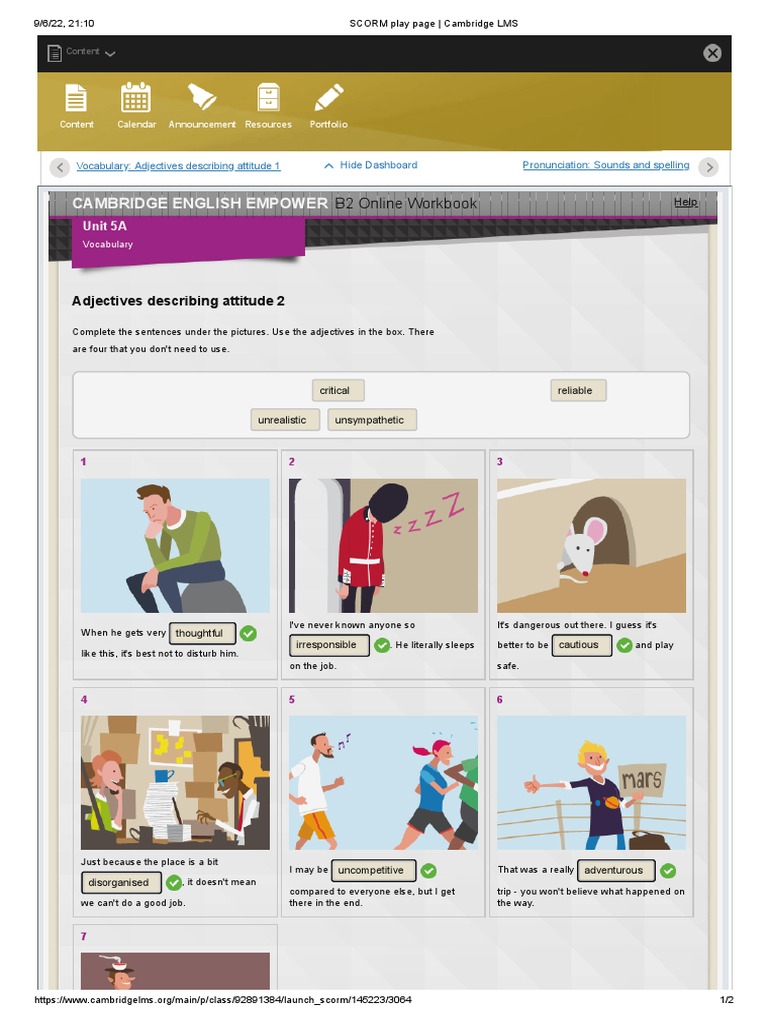 B2 - 5A - Vocabulary Adjectives Describing Attitude 2 | PDF