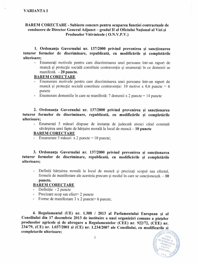 Barem Corectare Subiecte Proba Scrisa Pdf