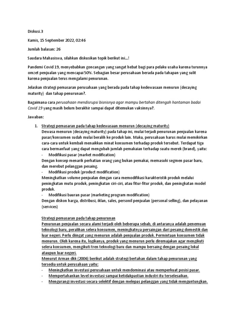 Diskusi 3 Pemasaran Strategik | PDF | Karier & Perkembangan