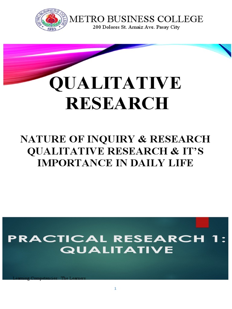 Qualitative Nature of Inquiry Physical Research Procedure | PDF ...