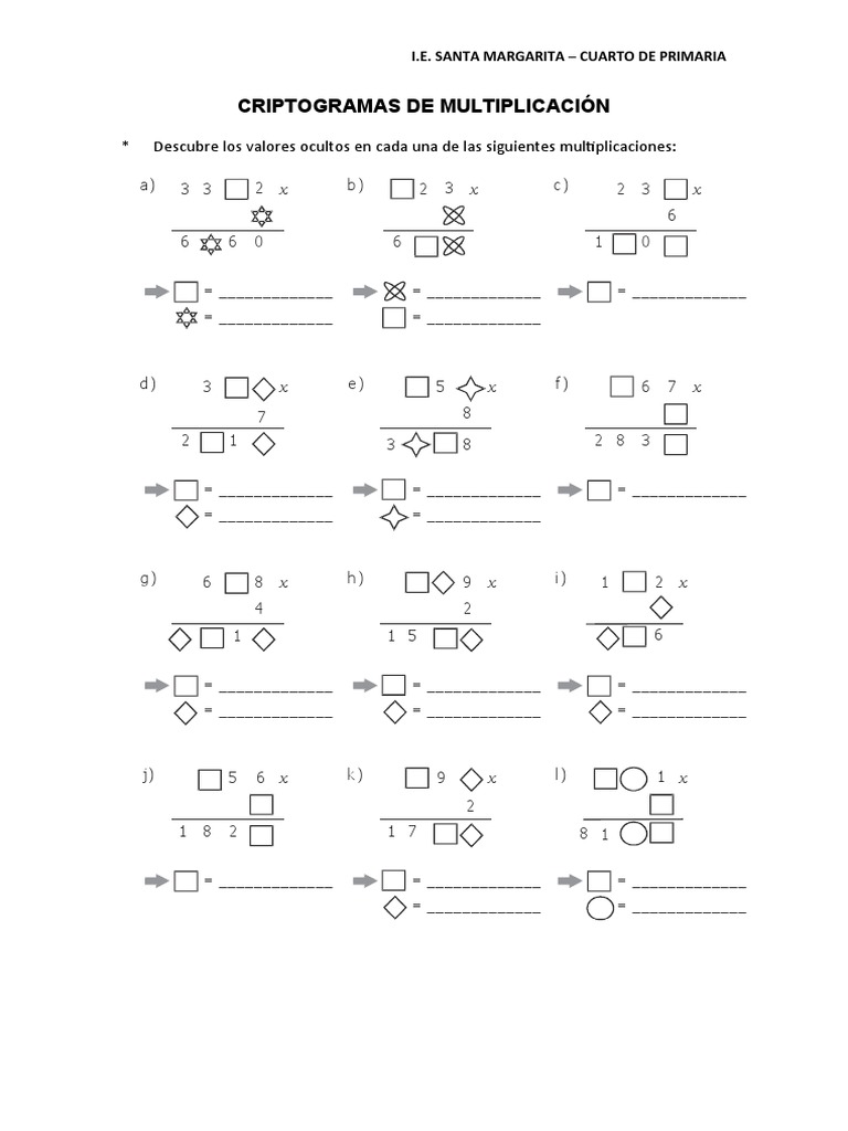 Criptogramas de Multiplicación | PDF