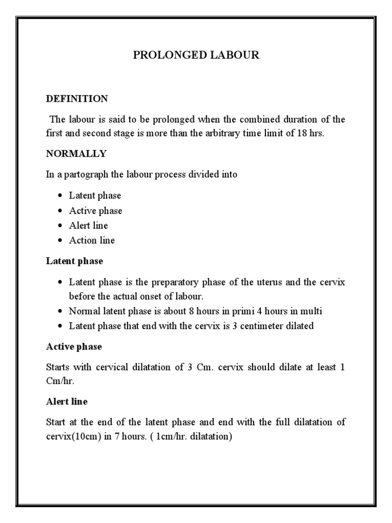 Prolonged Labour | Download Free PDF | Childbirth | Human Reproduction