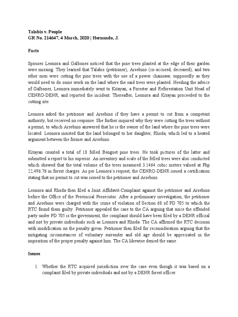Talabis v. People Case Digest | PDF | Prosecutor | Complaint