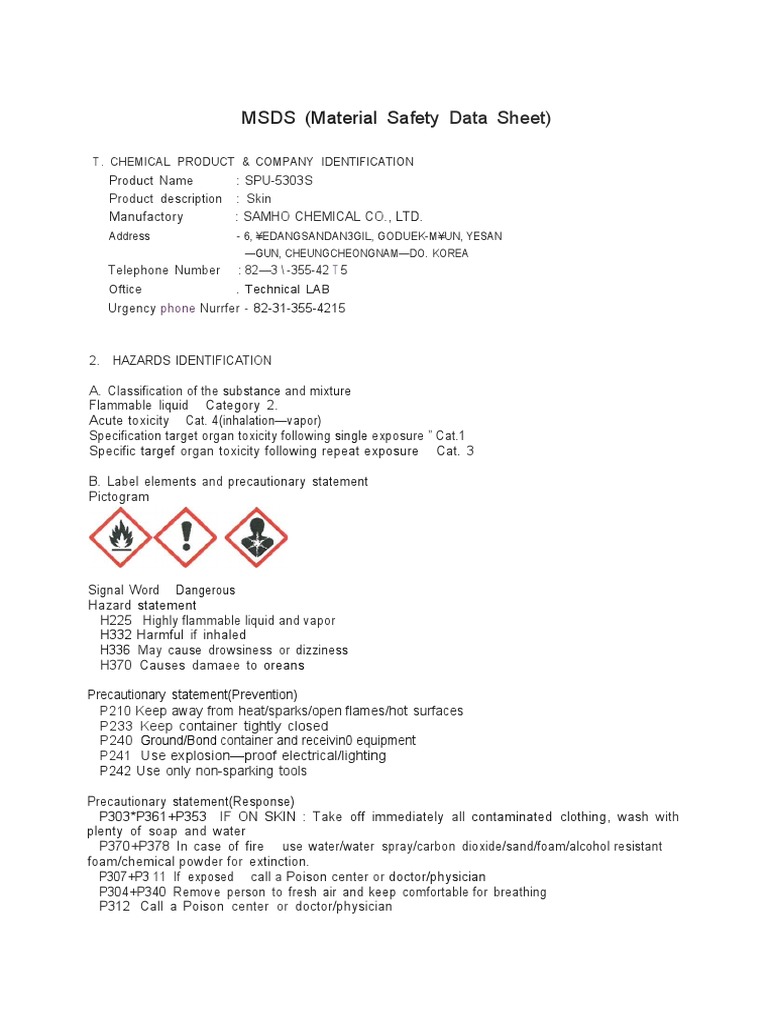 Msds Safety: (Material | Download Free PDF | Toxicity | Hazards