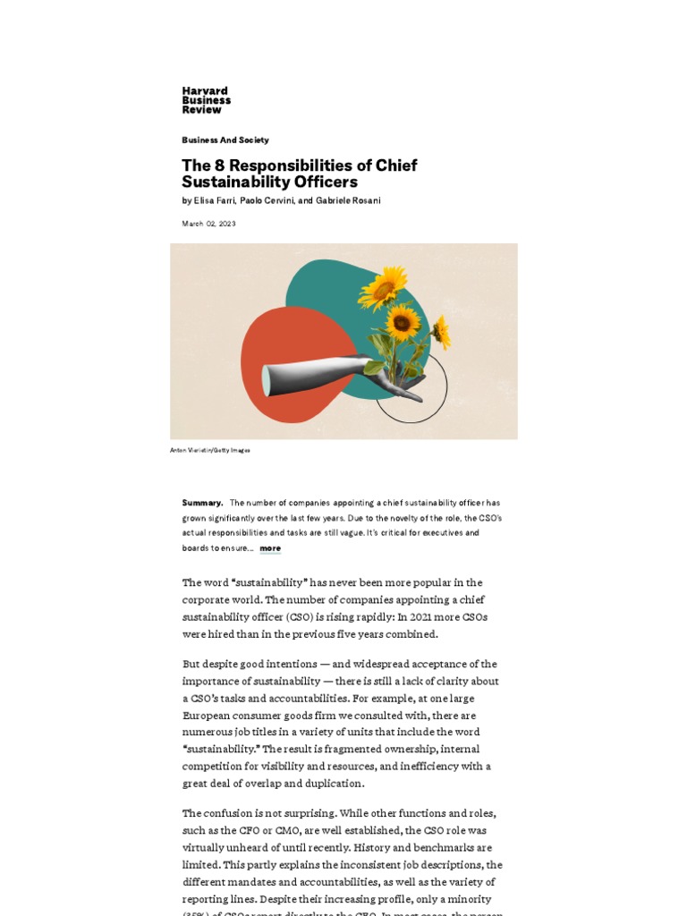 The 8 Responsibilities of Chief Sustainability Officers | PDF