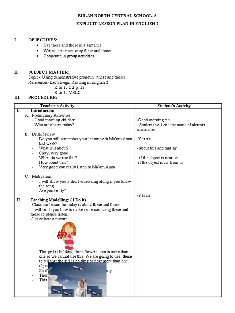Bulan North Central School-A Explicit Lesson Plan in English 2 | PDF ...